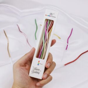 96PCS Metallic Colorful Twisted Birthday Candles - Spiral Long Thin Curly Coil Cake Candles with Holders for Birthday Wedding Party