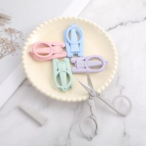 folding scissors small scissors travel scissors safety scissors stainless steel mini scissors with safety cap cute scissors for scrapbook cutting sewing diy handmade daily and travel use (5 pack)