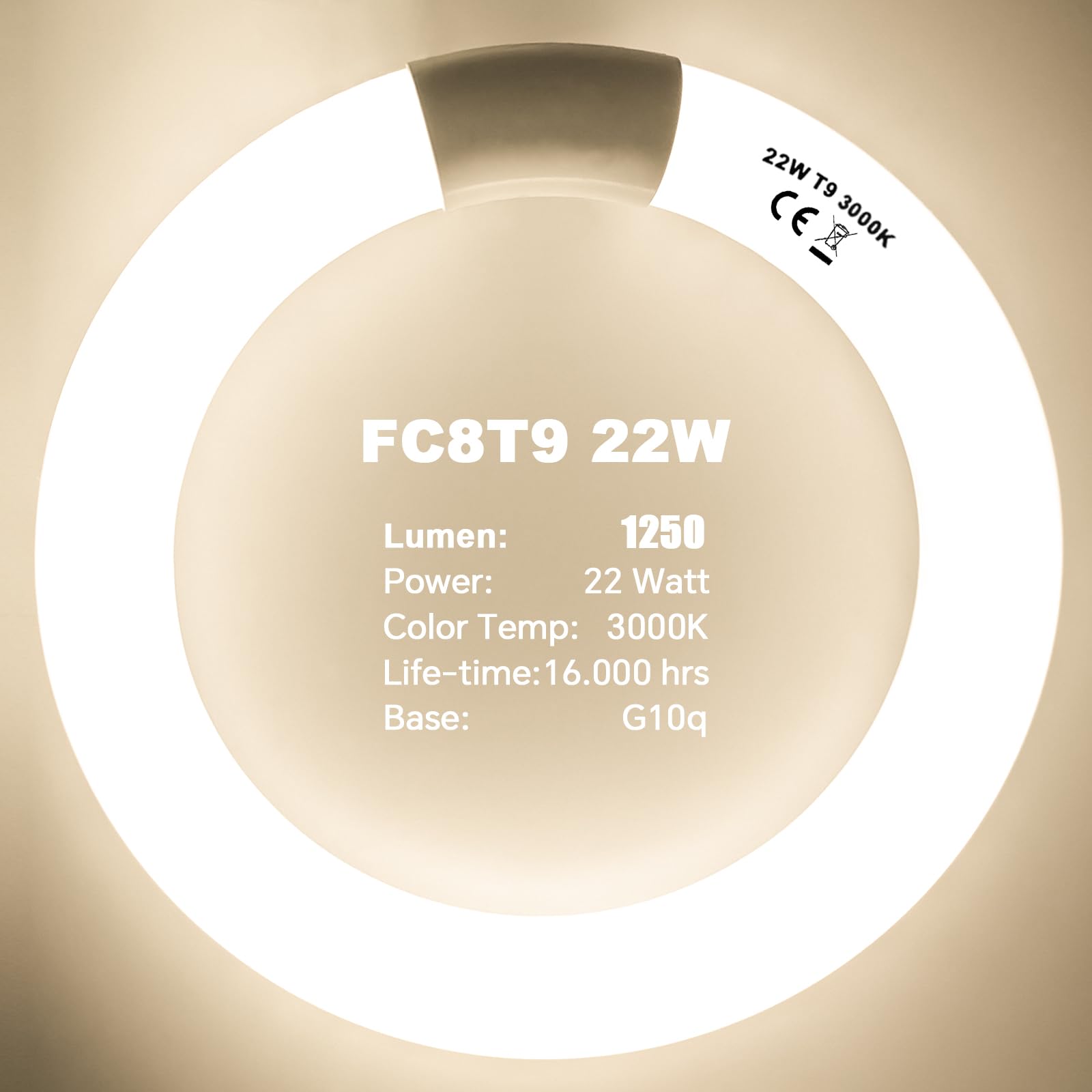 Celiwace FC8T9/WW 22 Watt and FC12T9/WW 32 Watt Set, 8 inch T9 22W Circular Light Bulbs Warm White, 12'' 32W Circline Fluorescent Bulb CRI 80, Soft White 3000K G10q