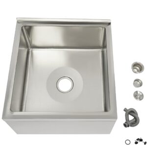 commercial mop sink floor basin 24x24x13" 304 stainless steel mop service basin with quick draining filter basket household mop bucket single bowl kitchen sink prep&utility sink