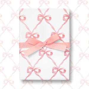 jarthenaamcs 6 sheets pink bow wrapping paper -not roll- gift wrap paper folded flat large craft paper for birthday baby shower party supplies, 27.6 x 39.4 inch