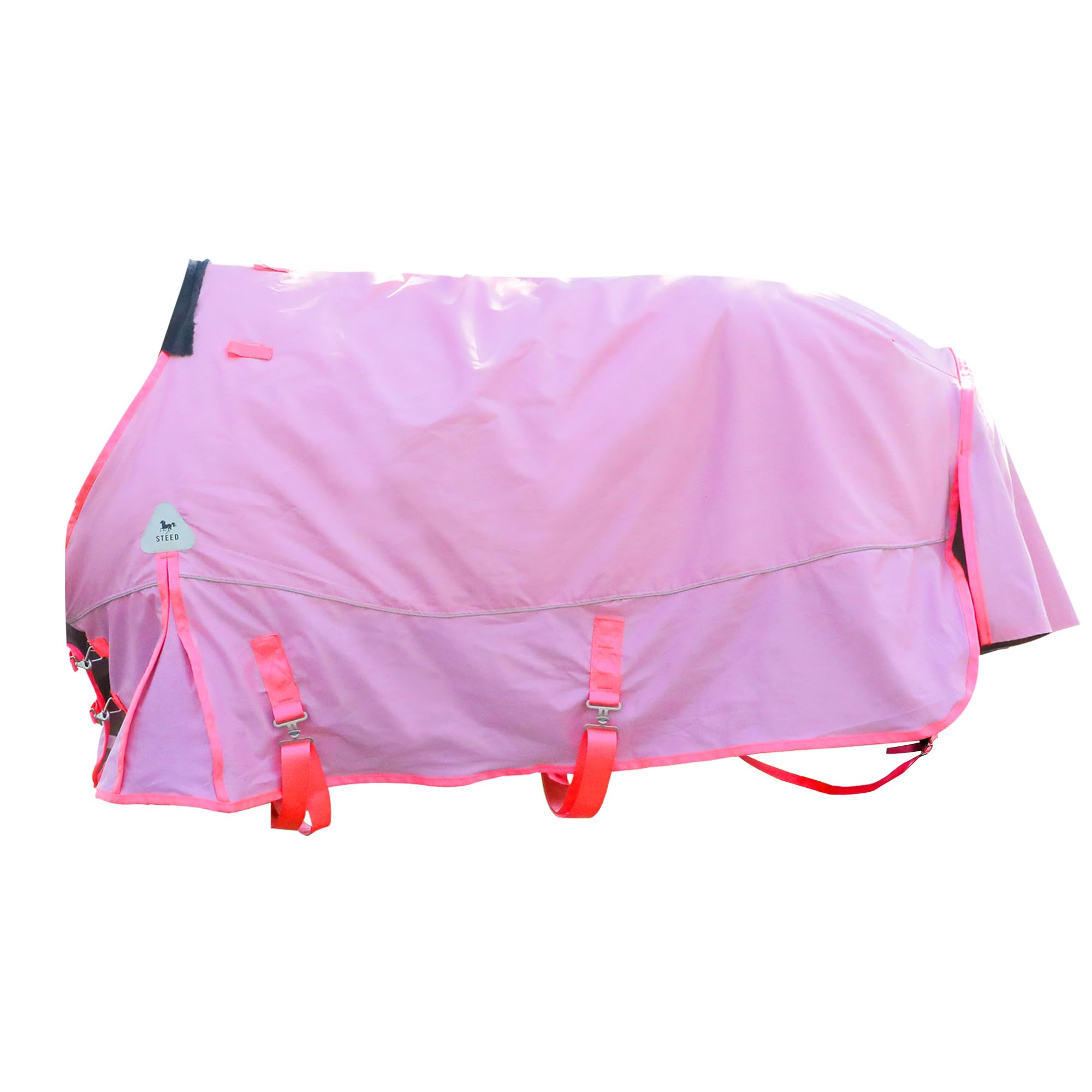 Turnout Blanket for Horses, Waterproof Thickened Horse Sheet with Detachable Neck Cover,1600D Nylon Outer, 400g Heavy Weight Filling (Pink, US 81IN(EU 155cm))