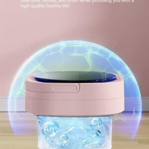 Portable Washing Machine, Mini Washer 9L High Capacity with 3 Modes Deep Cleaning for Underwear, Baby Clothes, or Small Items, Foldable Washing Machine for Apartments, Camping, Travel (Pink)