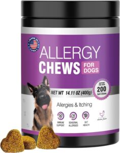 dog allergy chews 200 pcs,itch and allergy chew for dogs, relief for itchy skin and seasonal allergies in dogs,vitamin immune supplement