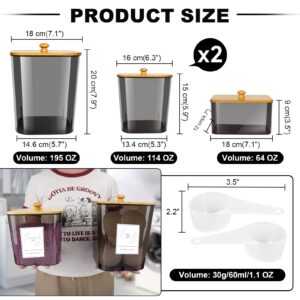 Zingbee 4 Pack Laundry Powder Container & Dryer Sheet Holder with Lids, Scoops & Labels - Plastic Laundry Organizer and Storage Jars for Pods, Detergent