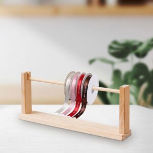 Vaveren Wood Ribbon Organizer Ribbon Storage Rack Space Saving Spool Dispenser Ribbon Holder for Flower Store Craft Room Washi Tape, 40cmx5.6cmx16cm