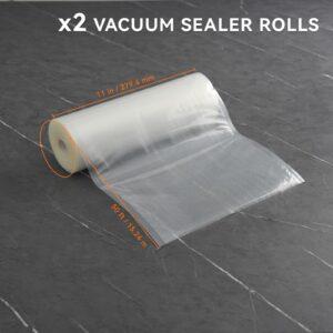 [2024 Q4] 11" x 50' Vacuum Sealer Rolls, 2 Pack-Ideal for Food Storage, Sous Vide, and Meal Prep, Keep Food Fresh and Nutrients, Wevac Lite