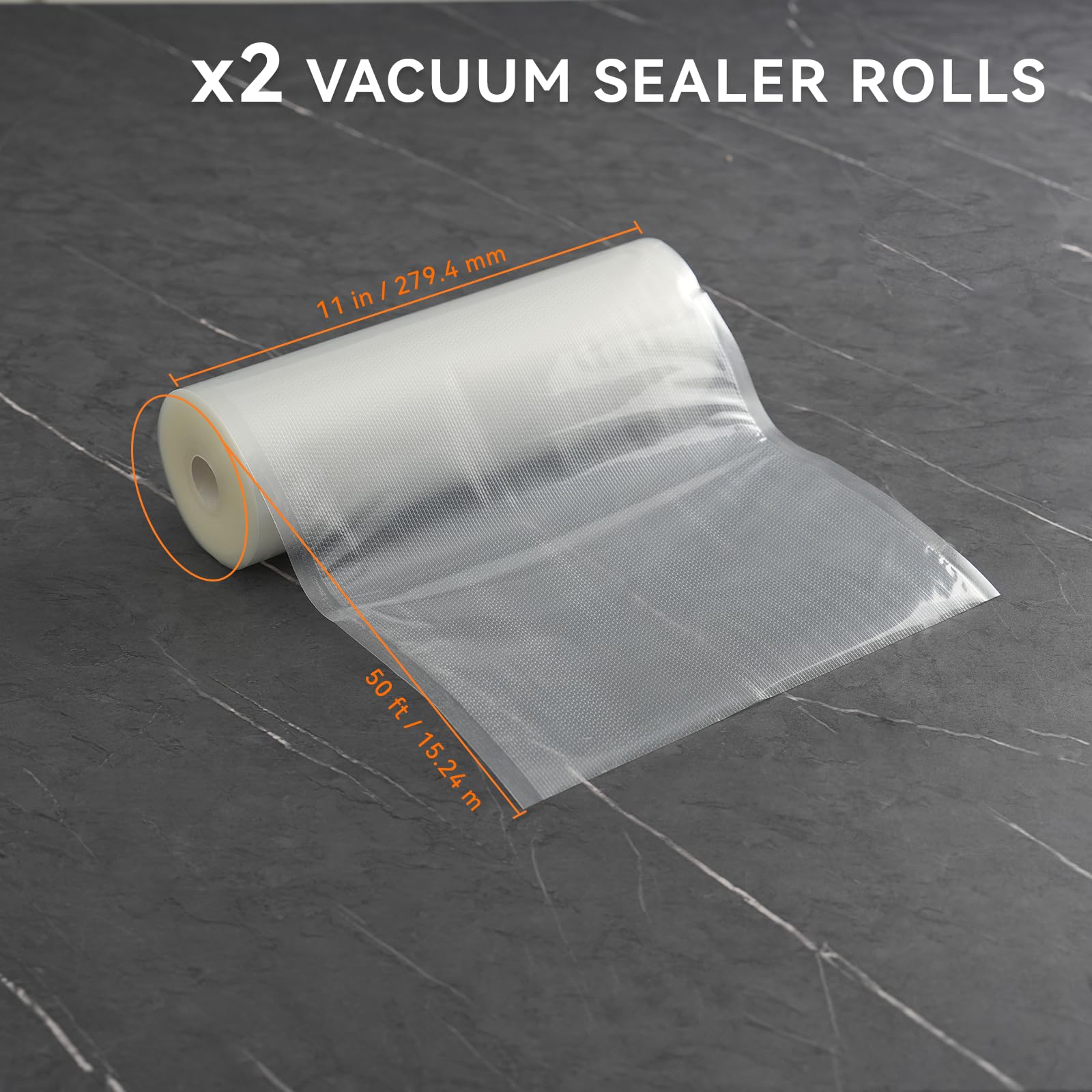 [2024 Q4] 11" x 50' Vacuum Sealer Rolls, 2 Pack-Ideal for Food Storage, Sous Vide, and Meal Prep, Keep Food Fresh and Nutrients, Wevac Lite