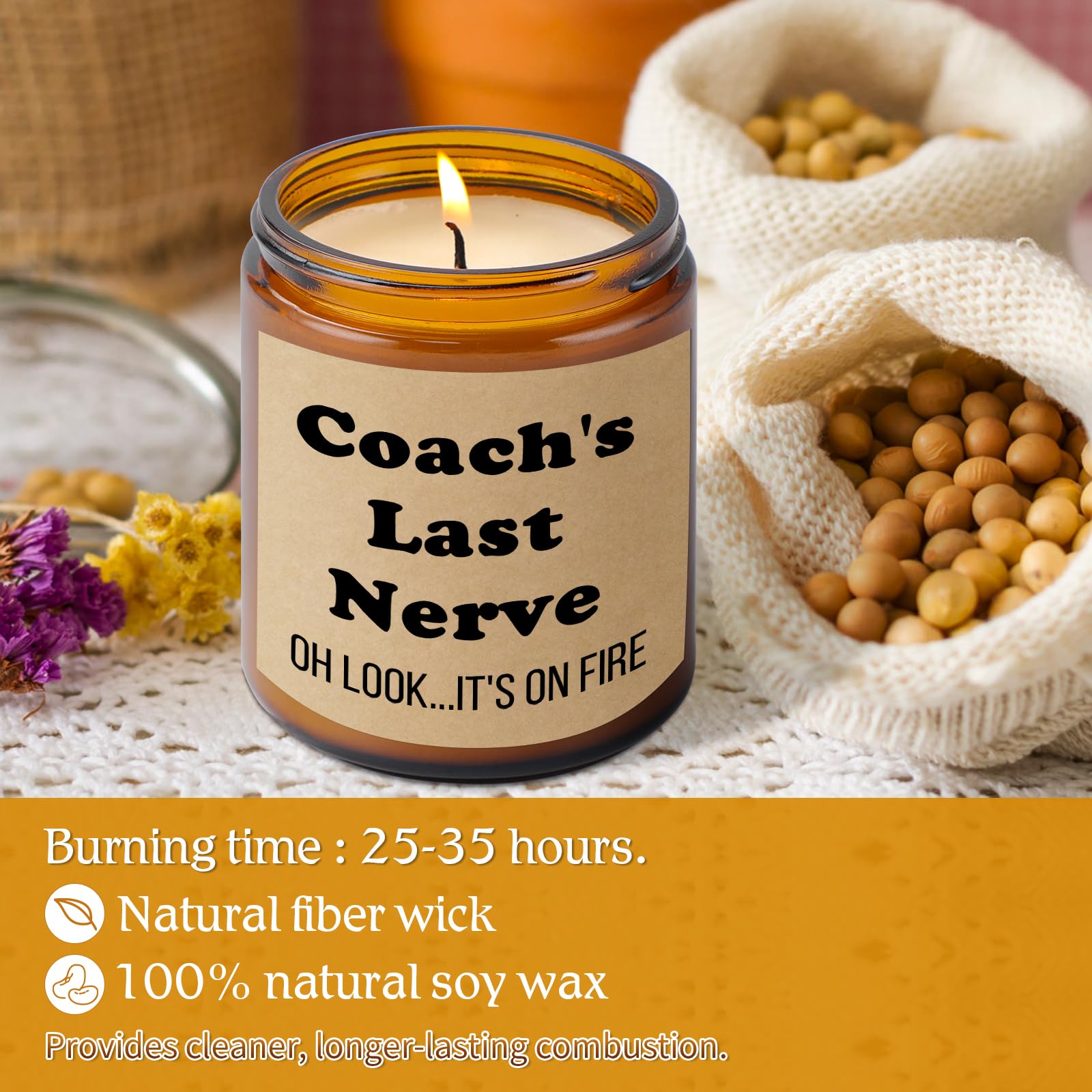 Funny Coach Gifts for Men Women, 7oz Soy Wax Lavender Scented Candle for Coach, Coach Last Nerve Candle Gifts for Baseball, Softball, Basketball, Soccer, Cheer Coach Birthday Christmas Gifts