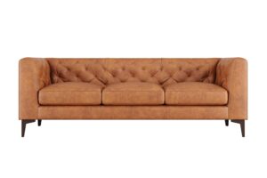 valencia avery leather couch 89" | top grain nappa 11000 leather 3 seater with tufted back, solid wood frame, plush cushioning, saddle tan