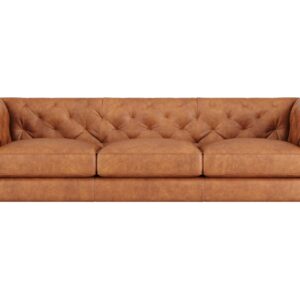 Valencia Avery Leather Couch 89" | Top Grain Nappa 11000 Leather 3 Seater with Tufted Back, Solid Wood Frame, Plush Cushioning, Saddle Tan