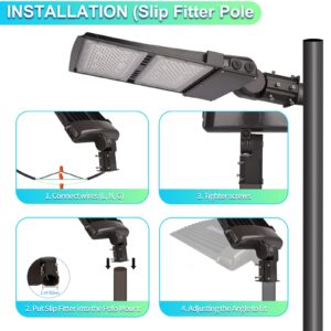 300W/240W/200W Power Selectable, LED Parking Lot Lights with Slip Fitter, 45000LM 5700K Led Shoebox in Outdoor, Waterproof Pole Mount Lights for Street Yard Stadium,100-277V IP65, ETL (1 Pack)