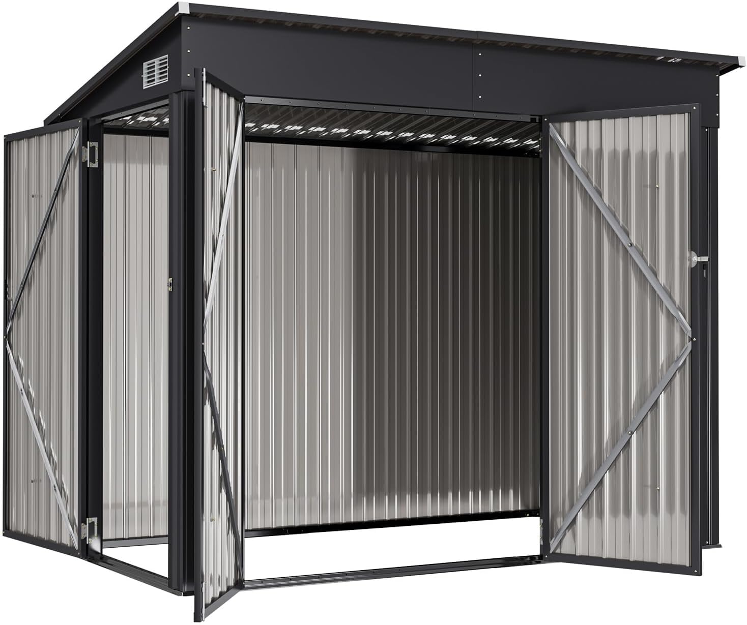 Aoxun 4' x 8' Shed Outdoor Storage Shed with Triple Lockable Door Metal Storage Cabinet with Slopping Roof for Tools Bicycles Storage for Garden, Patio, Courtyard