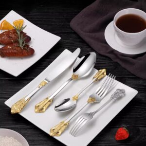 ELiTA ESSENTIALS Luxury 30 Pcs Silverware Set, Royal Flatware Set, Modern 304 Stainless Steel Flatware, Cutlery, Tableware. Serving 6. (Gold & Silver)