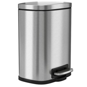 hls commercial 1.3 gallon / 4.9 liter fire resistant stainless steel step on pedal trash can with odor filter and removable inner bucket, fm approvals class 6921