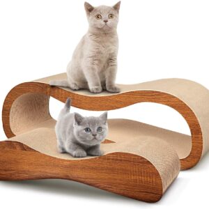 2 in 1 Cat Scratcher Cardboard Lounge Bed, Cat Scratching Board, Durable Board Pads Prevents Furniture Damage,Large