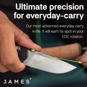 JAMES° The Carter Folding Pocket Knife Built for EDC Featuring a Slide Lock, 2.8" Corrosion-Resistant Stainless Steel Blade, Black Grip