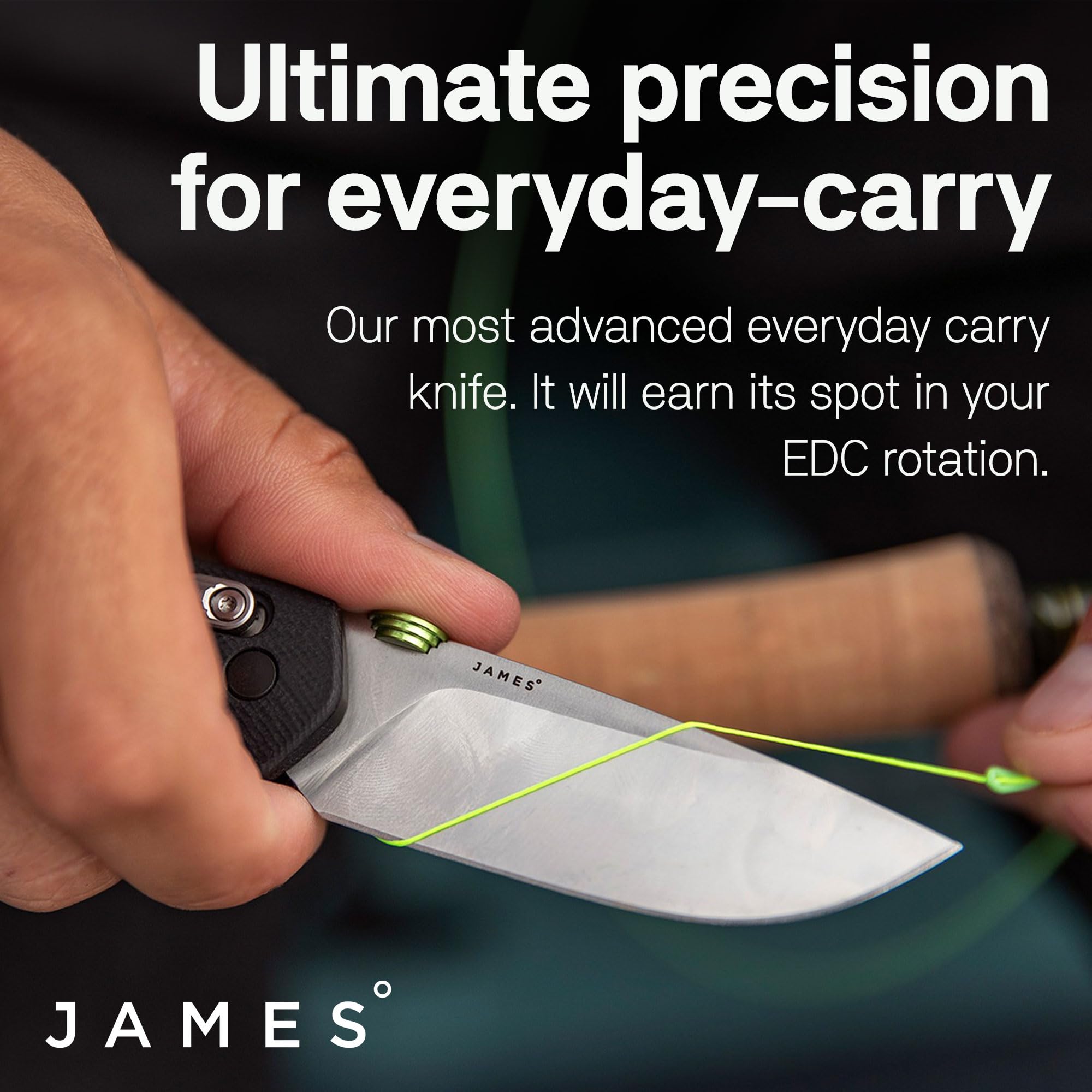 JAMES° The Carter Folding Pocket Knife Built for EDC Featuring a Slide Lock, 2.8" Corrosion-Resistant Stainless Steel Blade, Black Grip