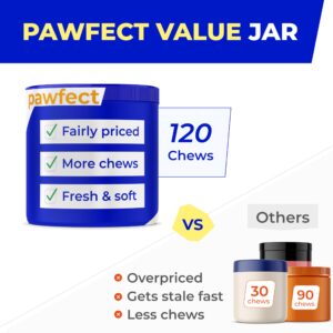 PAWFECTCHEW Vet Approved Probiotics & Digestive Enzymes for Dogs | Gut Health & Digestive Function Support | Pumpkin & Omega | Diarrhea, Seasonal Allergies & Itching | Prebiotic Supplement Chew