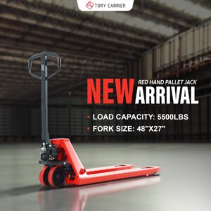 Tory Carrier Pallet Jack, 21" x 48" Forks, 5500lbs Capacity Manual Pallet Trucks Standard Duty Hand Pallet Jacks