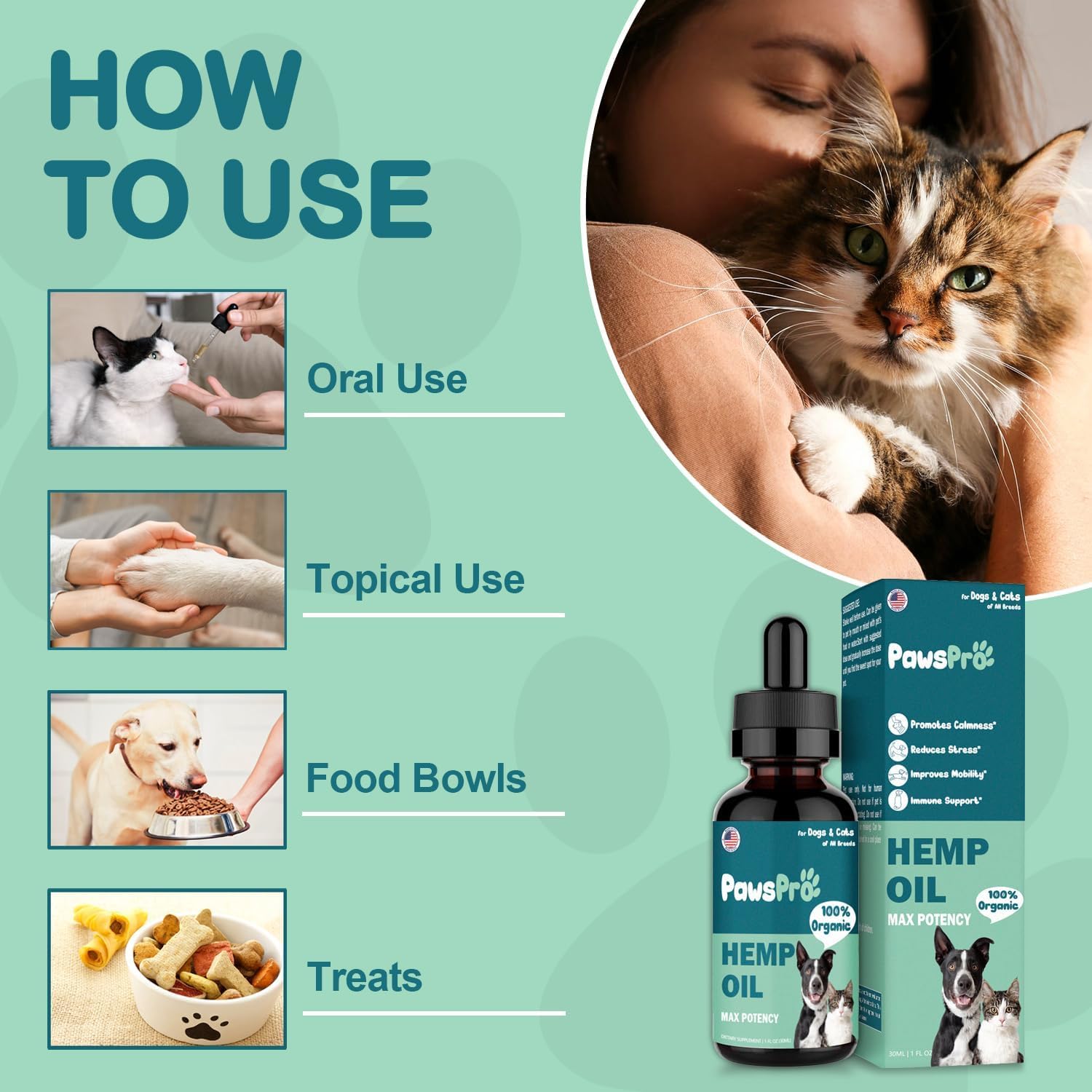 PawsPro Hеmp Оil for Dogs and Cats - Pet Supplement - VZZ081