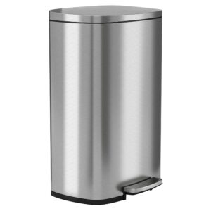 hls commercial 13.2 gallon / 50 liter fire resistant stainless steel step on pedal trash can with odor filter and removable inner bucket