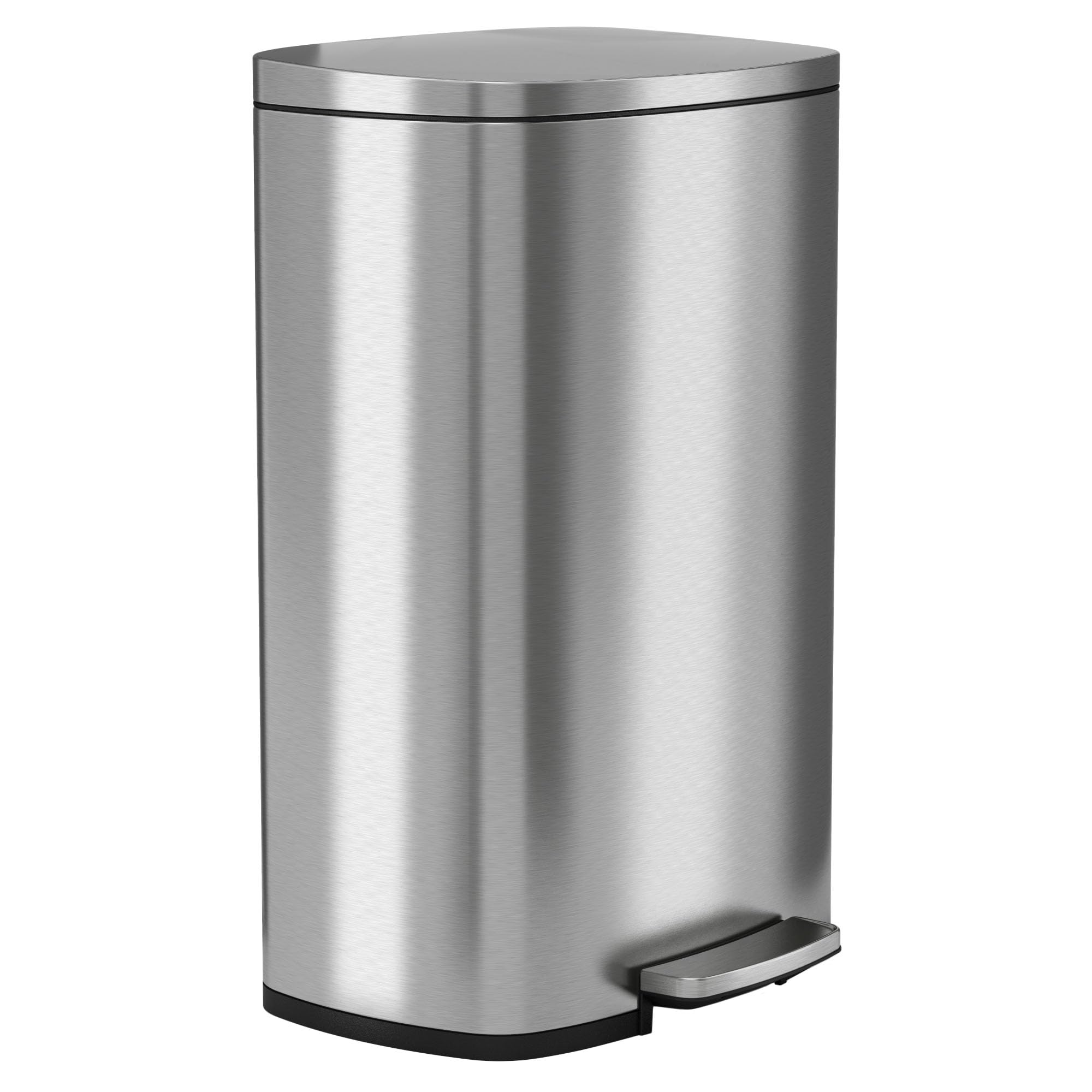 HLS Commercial 13.2 Gallon / 50 Liter Fire Resistant Stainless Steel Step On Pedal Trash Can with Odor Filter and Removable Inner Bucket