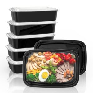 goiio meal prep containers, 5pack 38oz food storage containers with lids, reusable food prep containers, to go containers, stackable, microwave, dishwasher, freezer safe