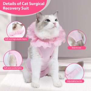 Cat Recovery Suit Cat Onesie for Cats After Surgery Female, Breathable Cat Surgery Recovery Suit for Abdominal Wounds Post-Surgery, Cat Surgical Spay Recovery Shirt for Cats Kitten Pink Small