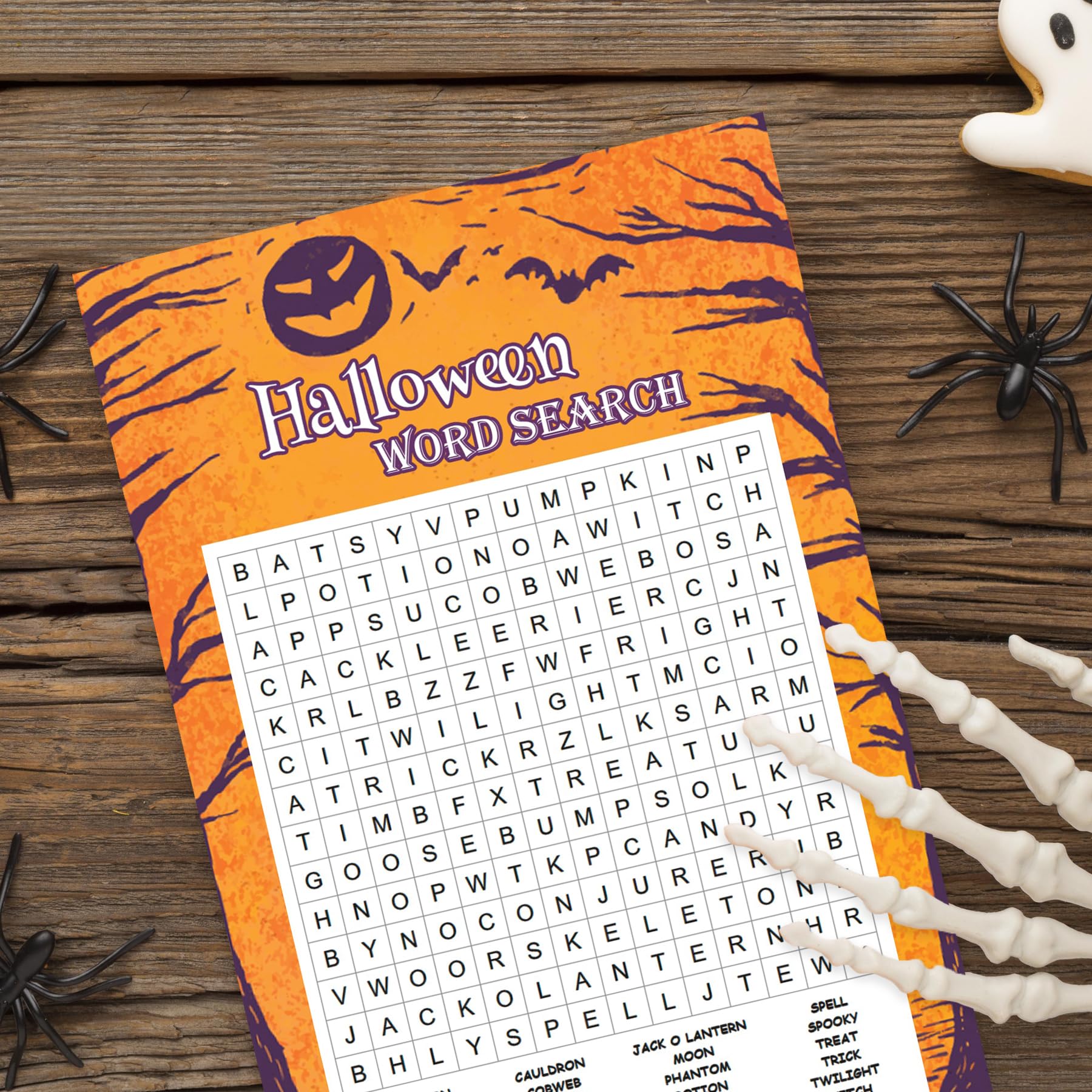 Ayhuhra Halloween Party Games 129pcs Halloween Card Games for Adults/Teens Emoji Word Scramble Word Search Candy Trivia Card Games for Halloween Birthday Party Activity Classroom Ice Breaker