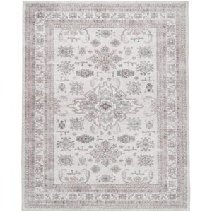 Yanlaza Boho Area Rugs 8x10,Washable Soft Large Area Rug Bedroom Under King Bed,Non Slip Farmhouse Rugs with Rubber Backing,Oriental Carpet for Living Room Bedroom Dining Room Office (Beige, 8'x10')