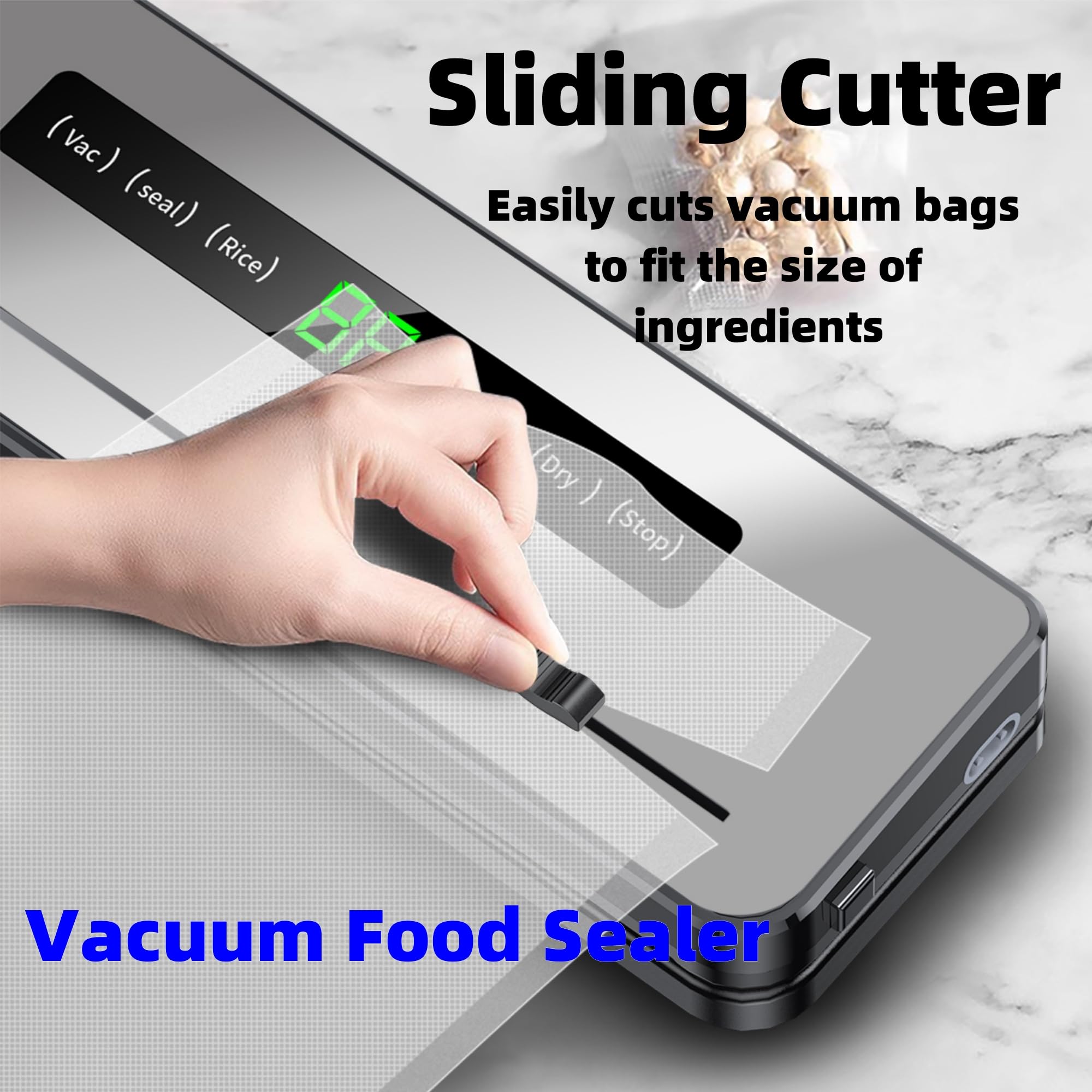 NxYmxgo Large Suction Force Kitchen Sous Vide Meat Food Saver Vacuum Sealer Packing Machine with Cut, Food Preserver Vacuum Sealer for Touring Car& Hunting and Fishing Journey