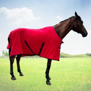 Polar Fleece Cooler Horse Fleeces,Horse Cooler & Fleece Blankets for Horses，Horse Exercise Sheet，Horse Care Blanket (Red, EU 135 cm - US 72 in)