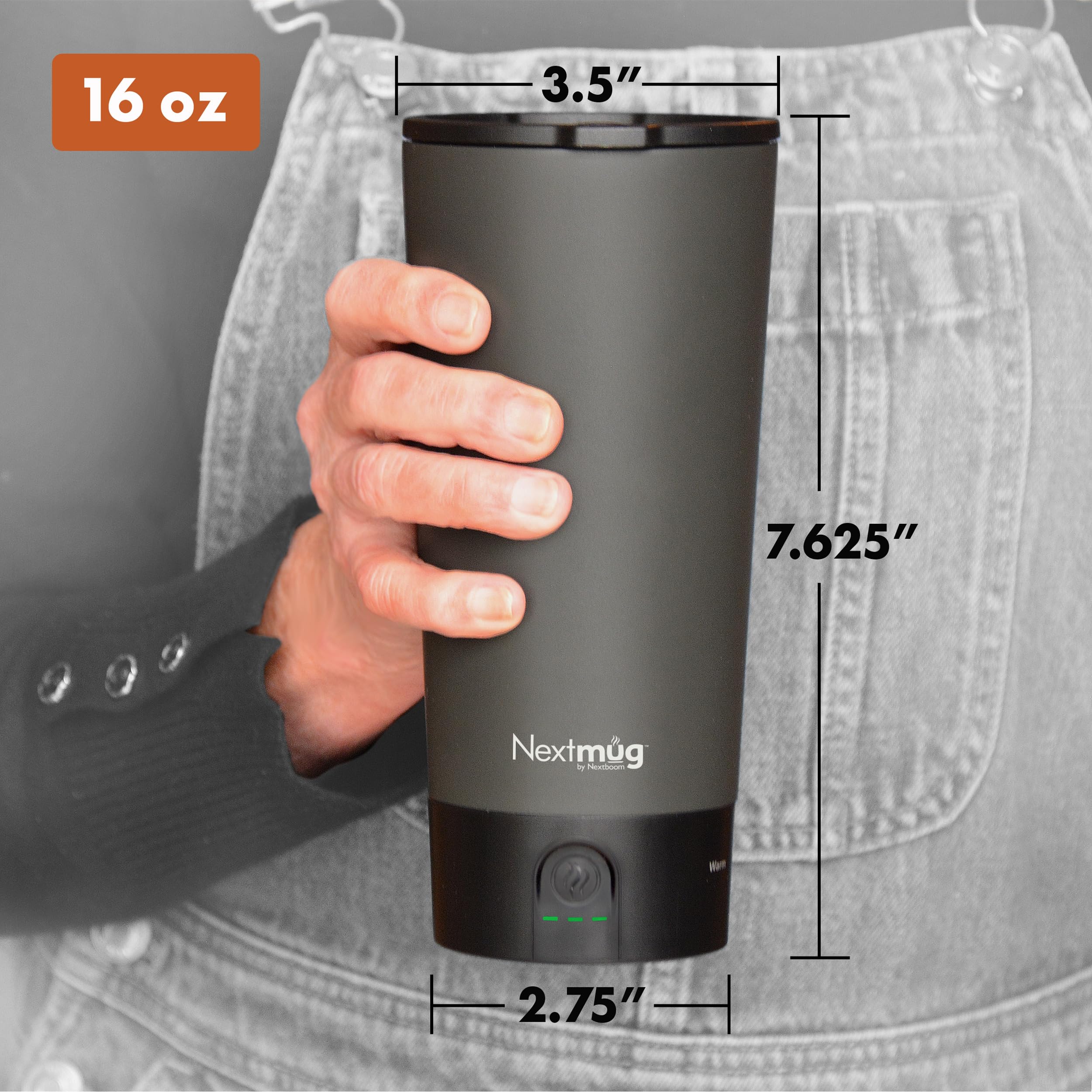 Nextmug Go - Temperature-Controlled, Self-Heating Travel Mug (Graphite - 16 oz.)