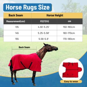 Polar Fleece Cooler Horse Fleeces,Horse Cooler & Fleece Blankets for Horses，Horse Exercise Sheet，Horse Care Blanket (Red, EU 135 cm - US 72 in)