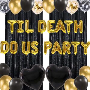 til death do us party balloon party, black gold bachelorette party gothic bridal shower funny wedding engagement party bride or die, rip single life halloween decorations supplies