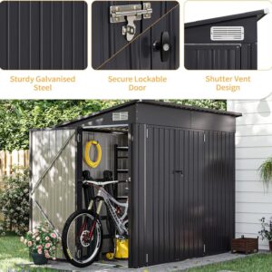 Aoxun 4' x 8' Shed Outdoor Storage Shed with Triple Lockable Door Metal Storage Cabinet with Slopping Roof for Tools Bicycles Storage for Garden, Patio, Courtyard