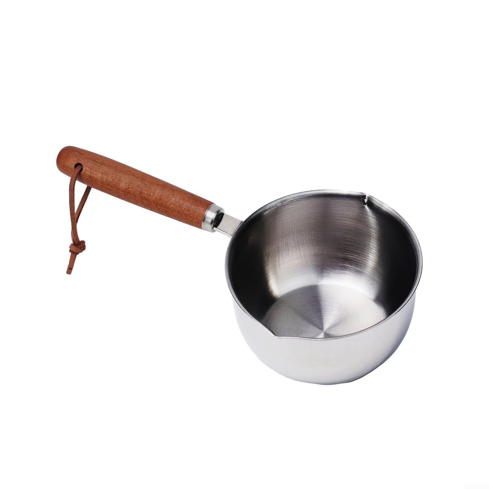 150/300/500ML Stainless Steel Hot Oil Sauce Pan Butter Warmer Pot Milk Warmer Butter Melting Pot Small Heating Cookware Soup Pot with Wooden Handle(300ml)