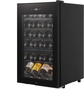 euker 24-bottle compressor wine cooler refrigerator - freestanding beverage fridge for red, white, champagne & sparkling wines (40°f to 65°f) with digital temperature control and full glass door