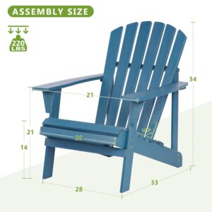 Oversized Outdoor Wooden Adirondack Chair with Pre-Assembled BackRest & SeatBoard, Patio Chair for Garden Lawn Backyard Deck Pool Beach Firepit