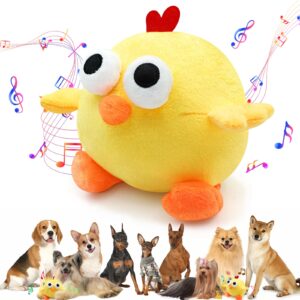 Dcoinc Interactive Dog Toys, Squeaky Dog Toys with Interactive Dog Ball, Crazy Chicken Dog Toy with Music, Washable Dog Chew Toys Pet Plush Toys for Puppy/Small/Medium/Large Dogs Chasing