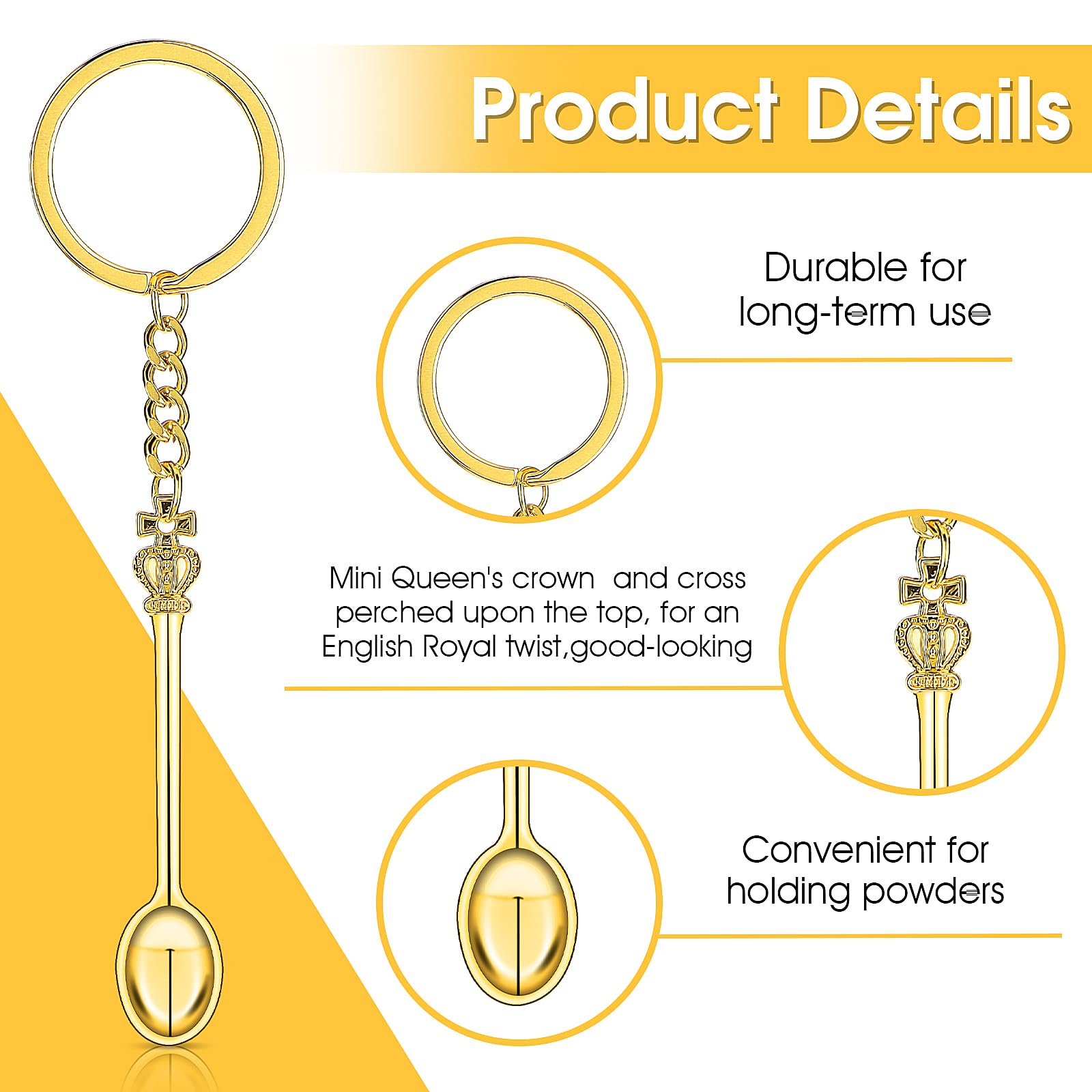 Lusofie 8 Pcs Mini Crown Spoon Keychain Pendant Tiny Spoon Alloy Spoon Necklace Small Spoons With Key Ring For Digging Condiment Sand And Making Keychains Necklaces Bracelets Accessories(4 Colors)