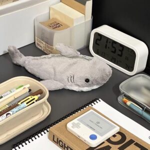 izive shark pencil pouch, shark pencil case, plush animal stationery pouch, pencil case bag box stocking stuffers cute creative shark bird zipper organizer storage bag box (sharks)