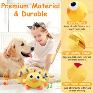 Dcoinc Interactive Dog Toys, Squeaky Dog Toys with Interactive Dog Ball, Crazy Chicken Dog Toy with Music, Washable Dog Chew Toys Pet Plush Toys for Puppy/Small/Medium/Large Dogs Chasing