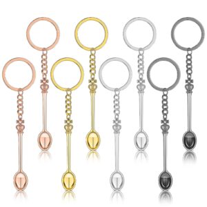 lusofie 8 pcs mini crown spoon keychain pendant tiny spoon alloy spoon necklace small spoons with key ring for digging condiment sand and making keychains necklaces bracelets accessories(4 colors)