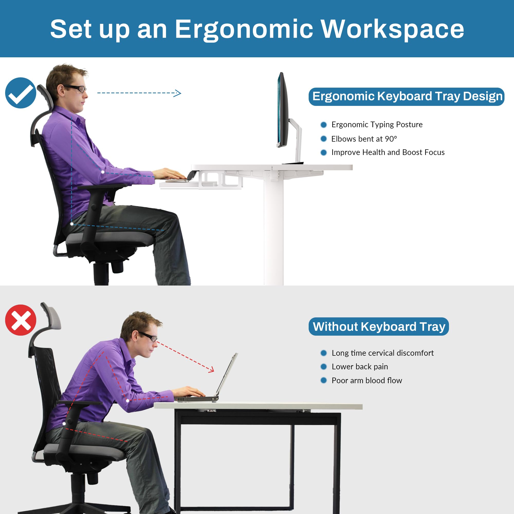 GallopFun 55 x 24'' Electric Standing Desk Adjustable Height Rising Desk for Home Office, Computer Desk Workstation with Keyboard Tray, Headphone Hook, Memory Presets (White)