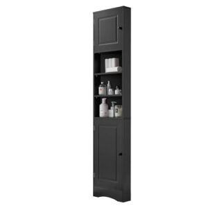 Merax Corner Cabinet Freestanding Floor Bathroom Storage Space Saver with Doors and Adjustable Shelves for Home, Kitchen, Tall Slim