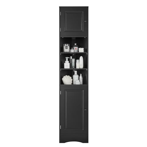 Merax Corner Cabinet Freestanding Floor Bathroom Storage Space Saver with Doors and Adjustable Shelves for Home, Kitchen, Tall Slim