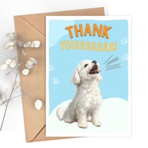 Bichon Frise Dog Card, Dog Thank You Card, Cute Pun Thank You Card For Him Her, For Friends, Teacher, Boss, Coworker, Dog Lover Gift, Veterinarian Thank You Gift, Bichon Frise Dog Lover