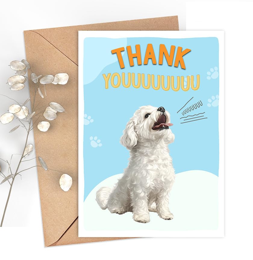 Bichon Frise Dog Card, Dog Thank You Card, Cute Pun Thank You Card For Him Her, For Friends, Teacher, Boss, Coworker, Dog Lover Gift, Veterinarian Thank You Gift, Bichon Frise Dog Lover